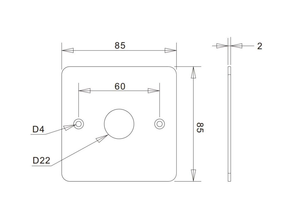 22mm EMERGENCY FIRE RELEASE stainless steel plates